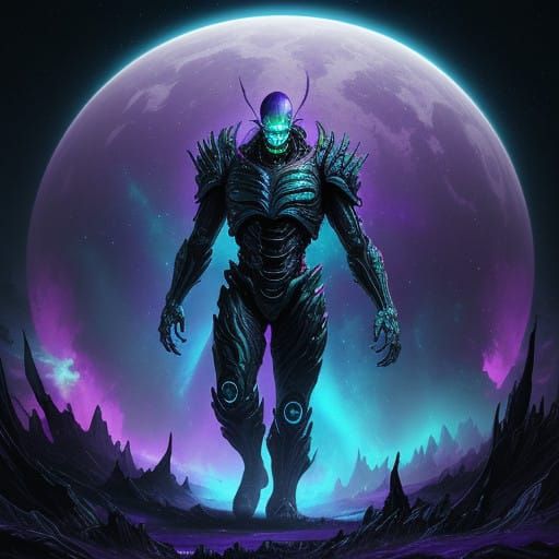 Surreal Cosmic Creature in Biomechanical Vortex - AI Art