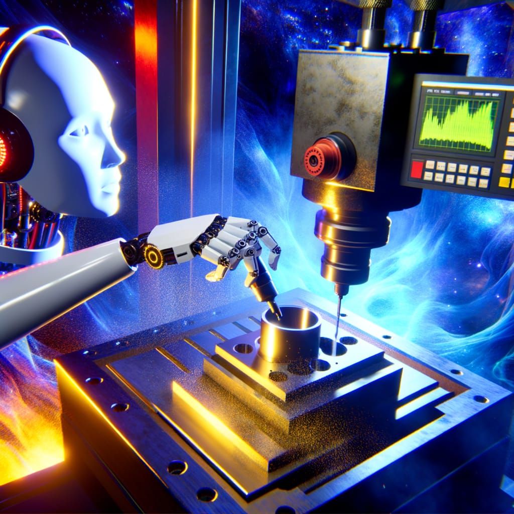 AI-Controlled CNC Milling Machine in Futuristic Sc... - AI Art