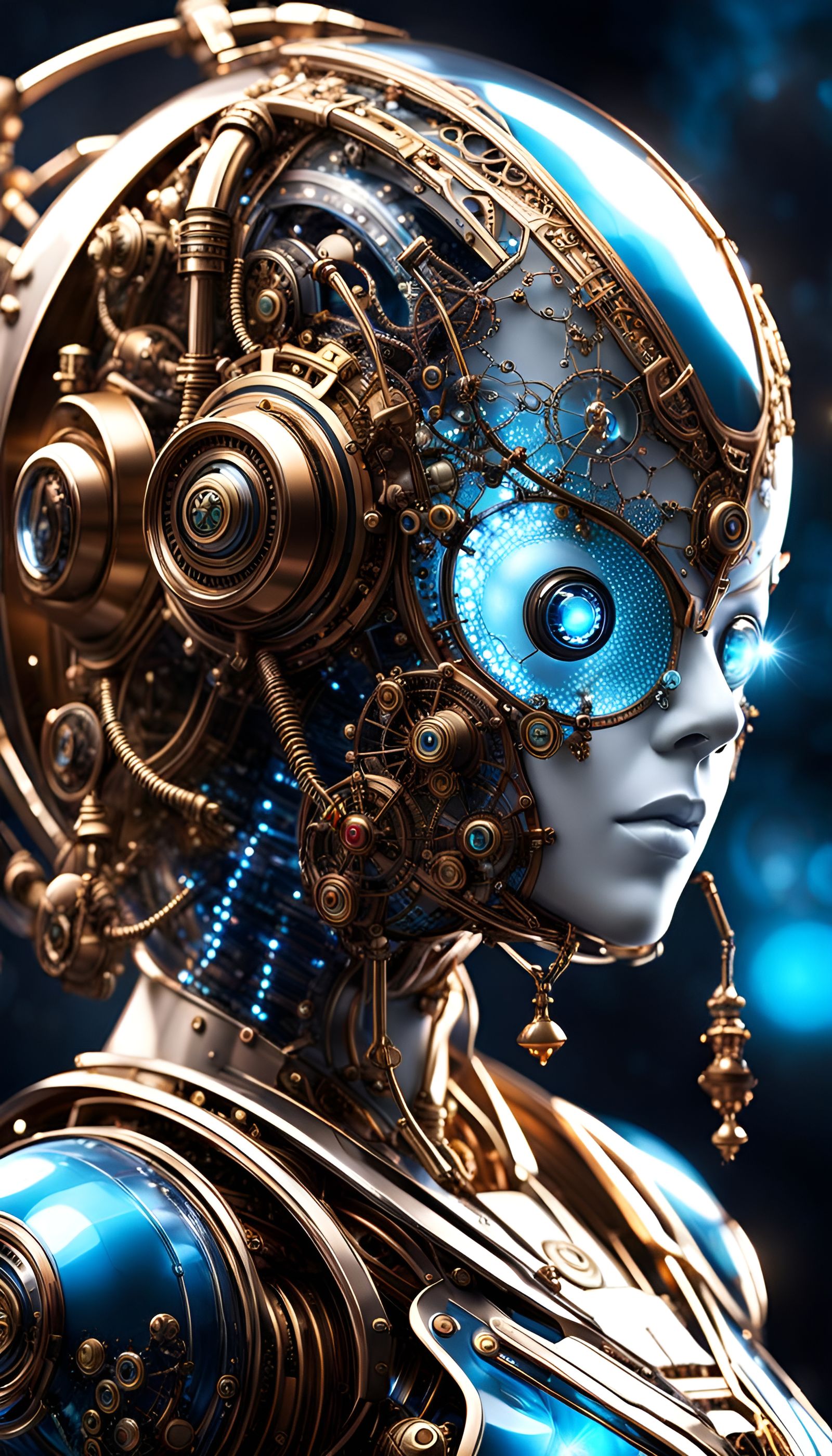 Mechanoid Female Blue 1 - AI Generated Artwork - NightCafe Creator