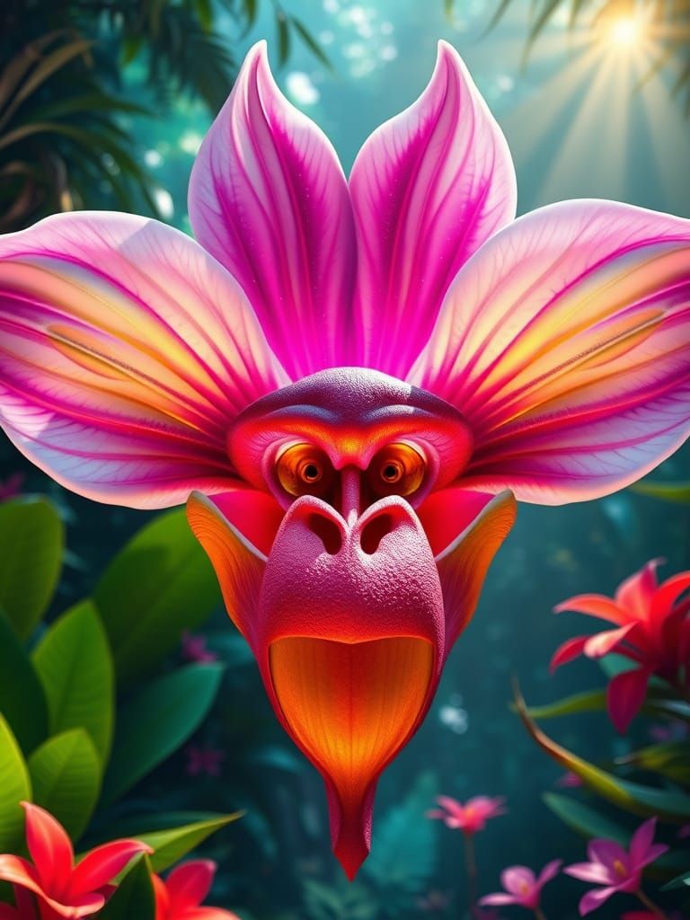 Mon-Key - Surreal Jungle Bloom in Monkey's Face Form