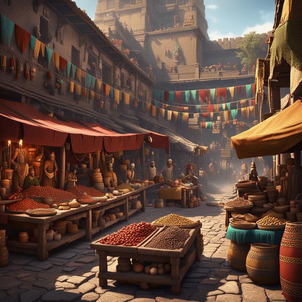 Aztec Market (Medieval Age) - AI Generated Artwork - NightCafe Creator
