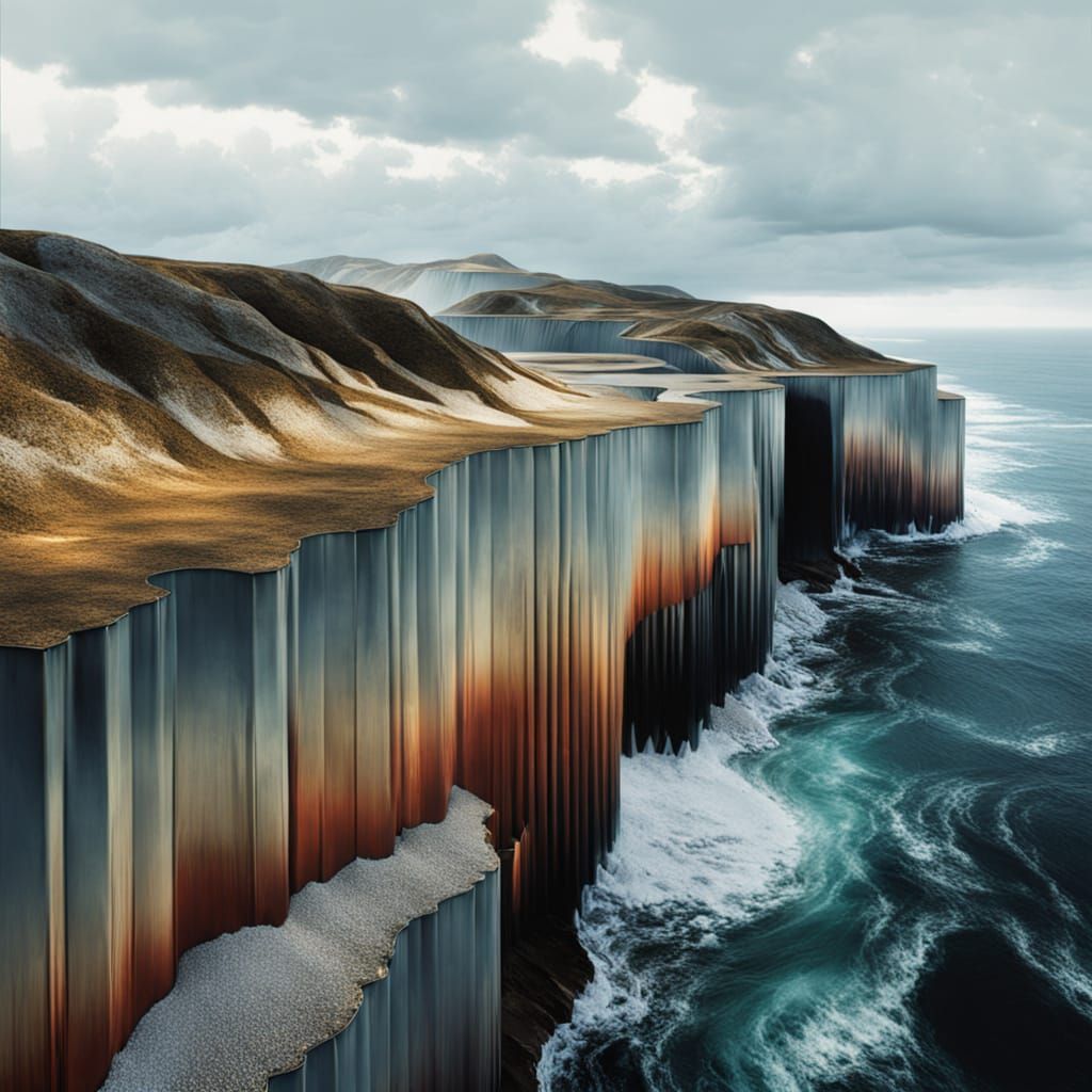 Brutalist Seawall Meets Petrified Ocean in Earth A... - AI Art