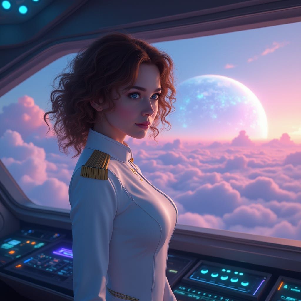 Confident Space Captain in Vibrant, Ethereal Style - AI Art