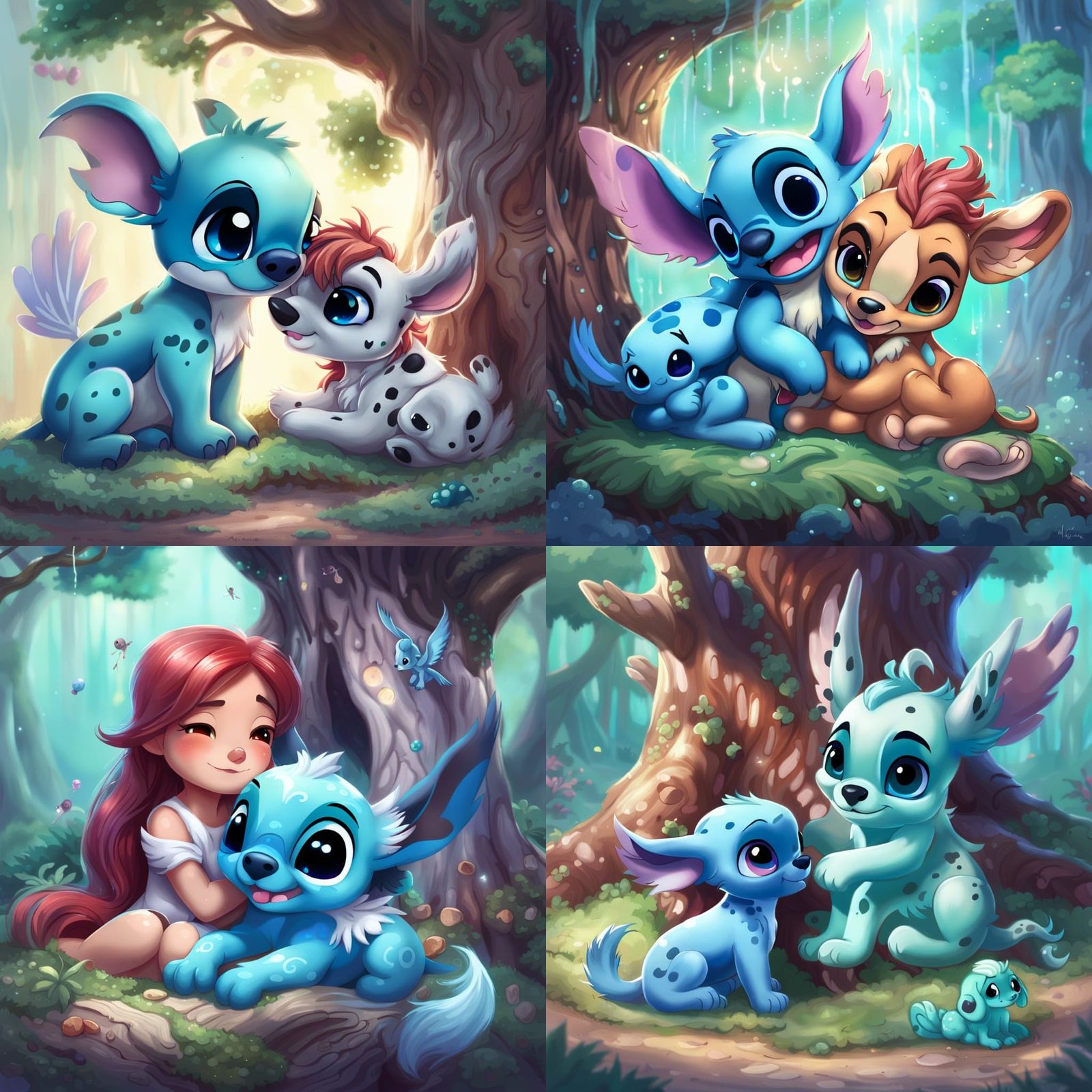 Stitch the experiment cuddleing with pegasus from hercules and eevee ...