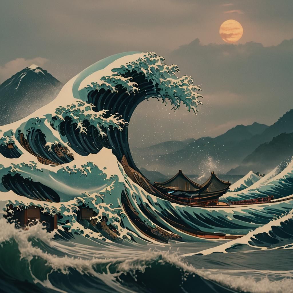 Dahli version of Great Wave(beginner) : r/nightcafe