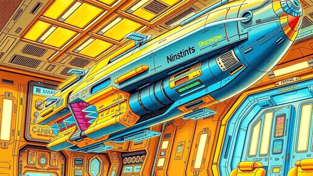 Realistic engineering drawing of a sprawling cargo and passenger ...