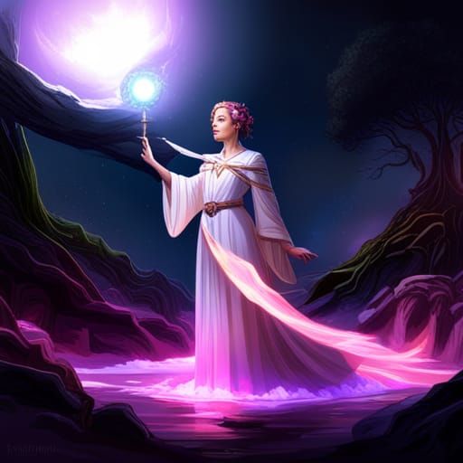 white mage summoning light orbs - AI Generated Artwork - NightCafe Creator