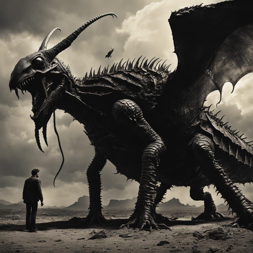 Colossal Rodan Statue with Intelligent Cockroach T... - AI Art