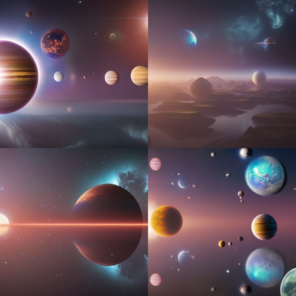 square cubed planets in space, Epic cinematic brilliant stunning ...