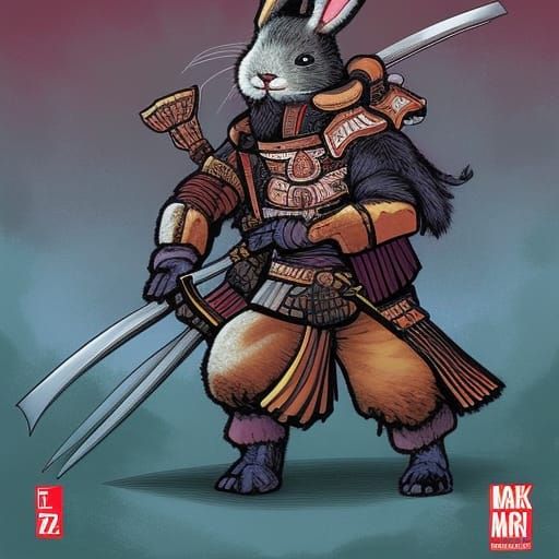 cute, fluffy samurai rabbit with a Javanese armor - AI Generated ...