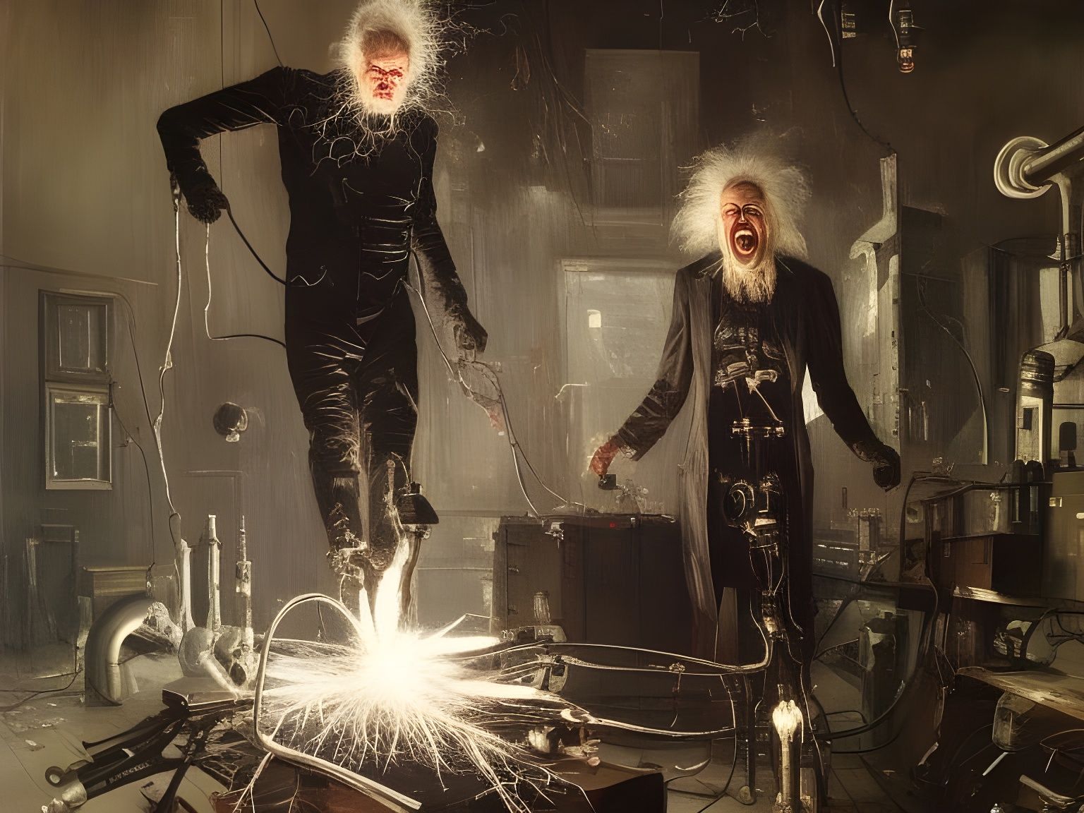 Mad Scientist - Evil Twin - AI Generated Artwork - NightCafe Creator