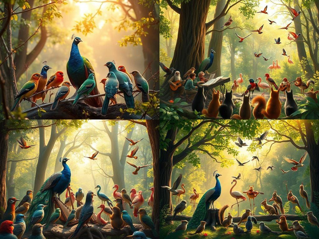 Majestic Forest Orchestra Conductor in Glade, Vibr... - AI Art