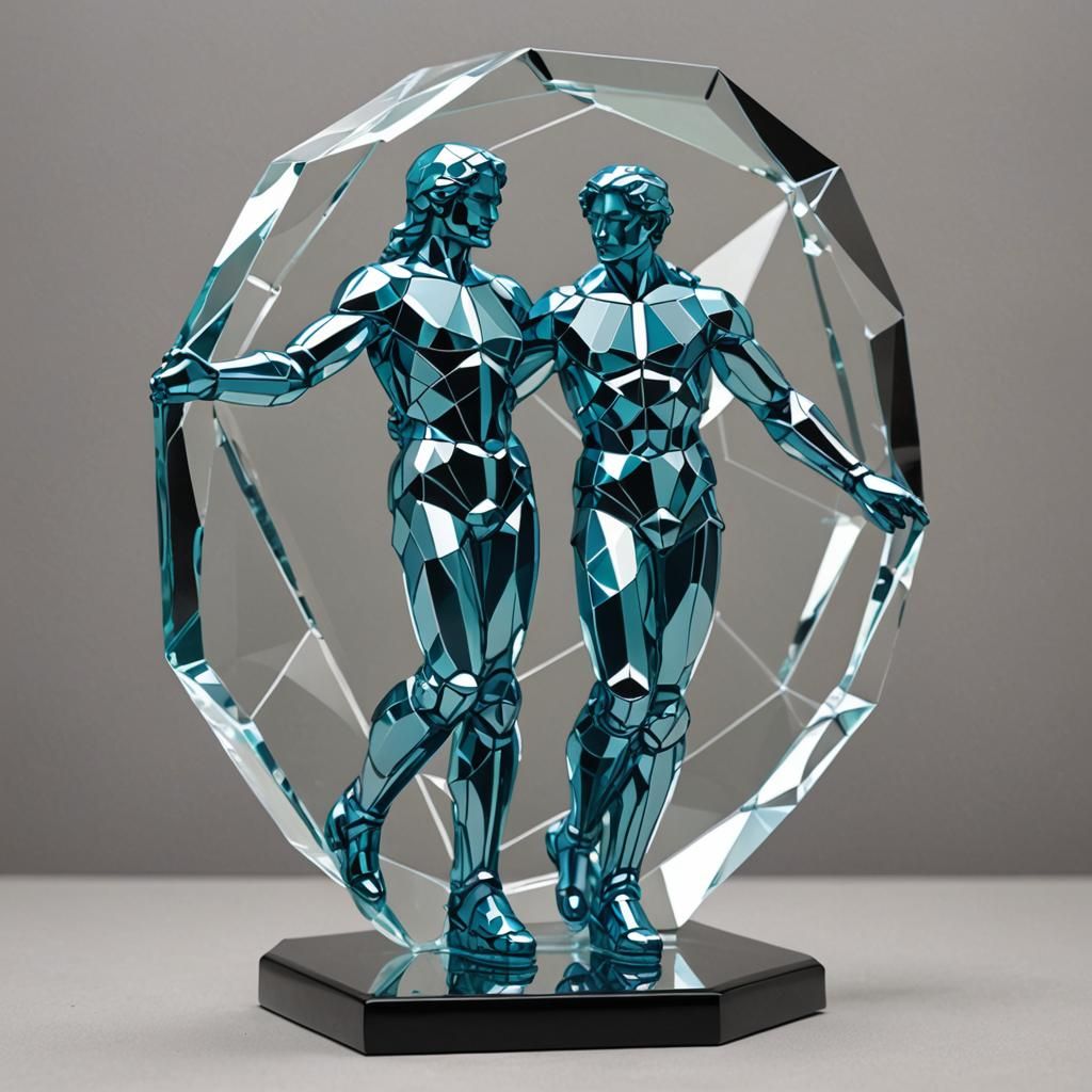 Lead glass Gemini statue. Polygon art - AI Generated Artwork ...