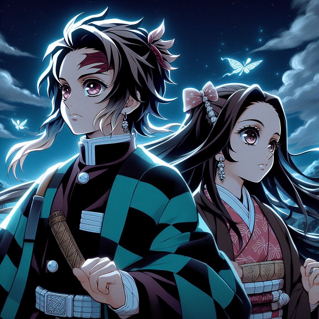 Tanjiro and his sister Nezuko - AI Generated Artwork - NightCafe Creator