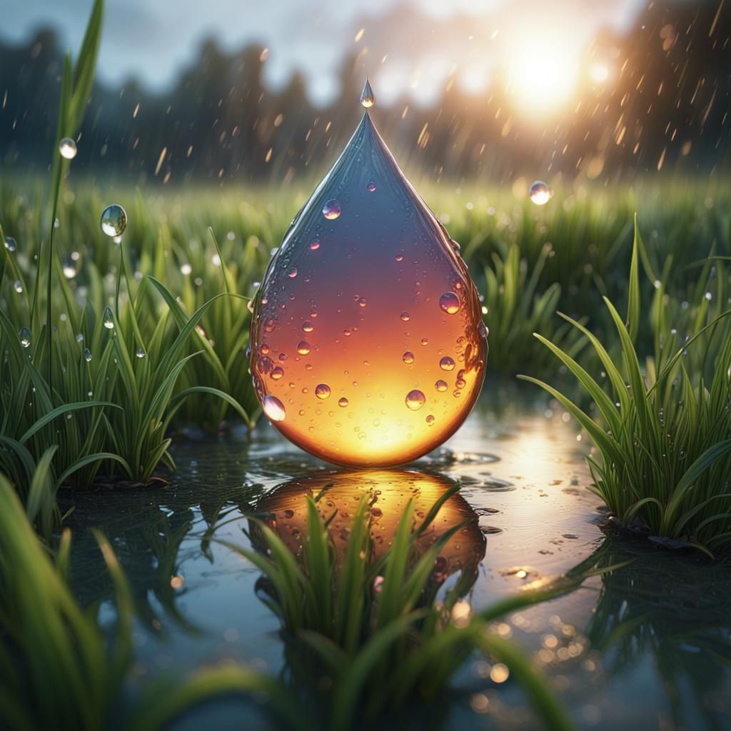 Sunrise raindrop - AI Generated Artwork - NightCafe Creator