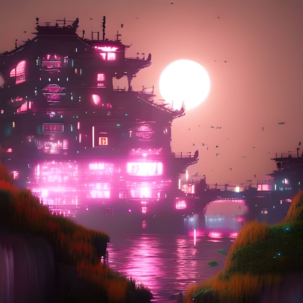 Neon Bridge - AI Generated Artwork - NightCafe Creator