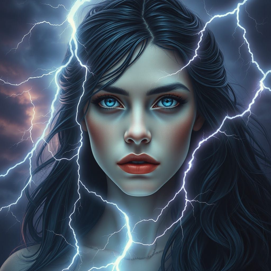 Slavic Goddess of Lightning in Turbulent Thunderst... - AI Art