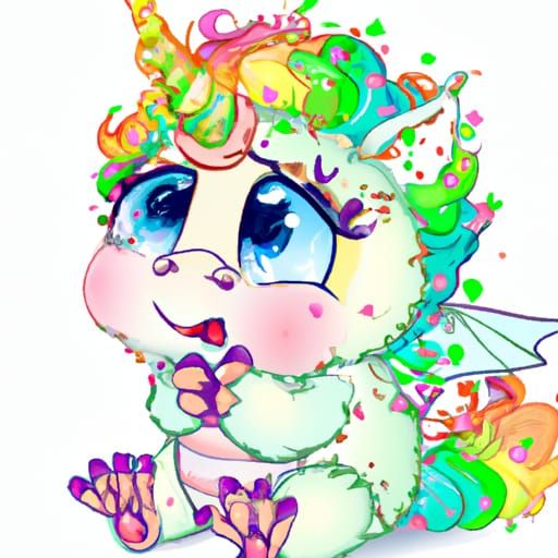 scared fluffy baby dragon unicorn - AI Generated Artwork - NightCafe ...