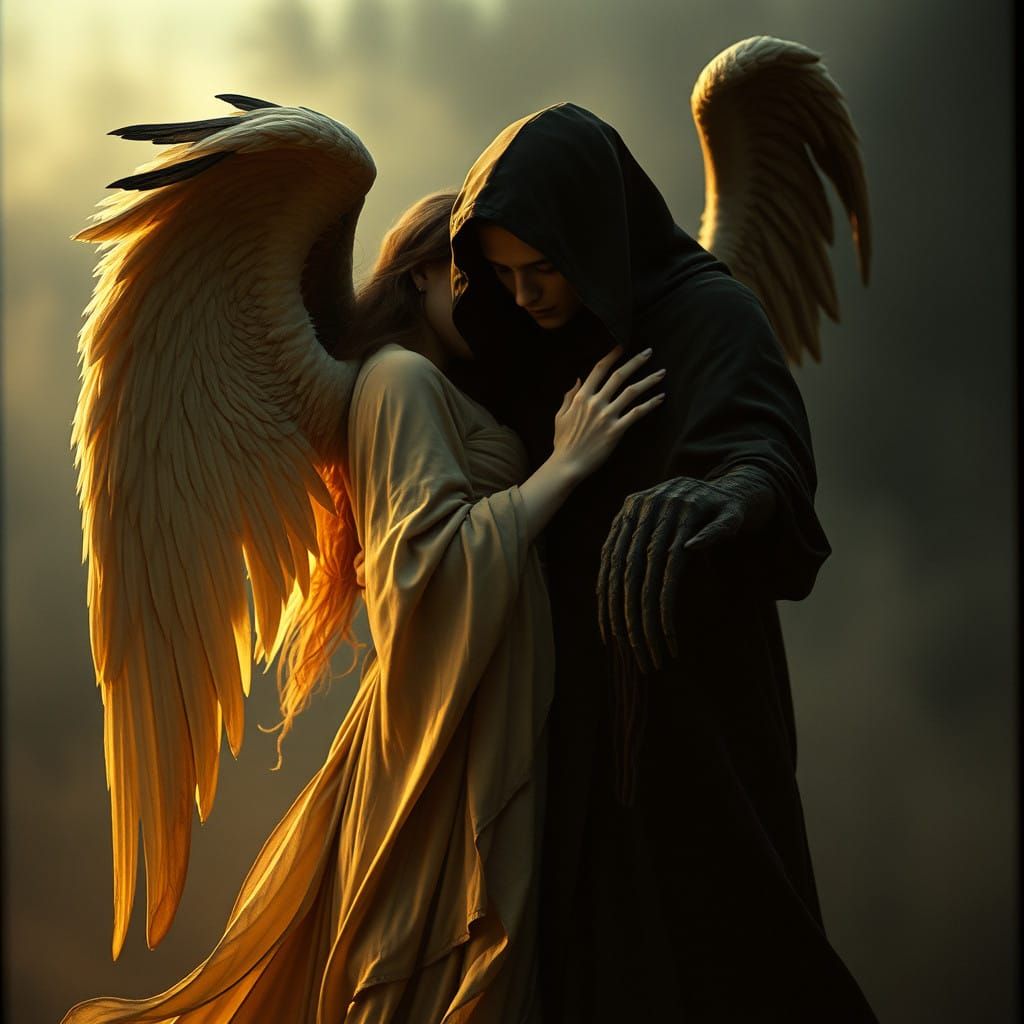angel and reaper embrace - Angel and Reaper in Ethereal Embr...