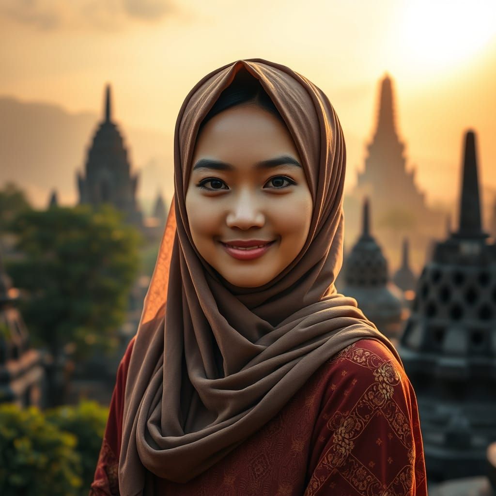 in Borobudur- Prambanan landscape - Elegant Javanese Hijabi ...