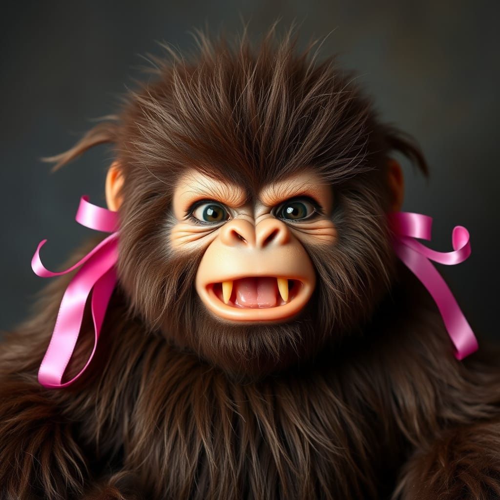 Mysterious Furry Baby in Whimsical Hairdo - AI Art