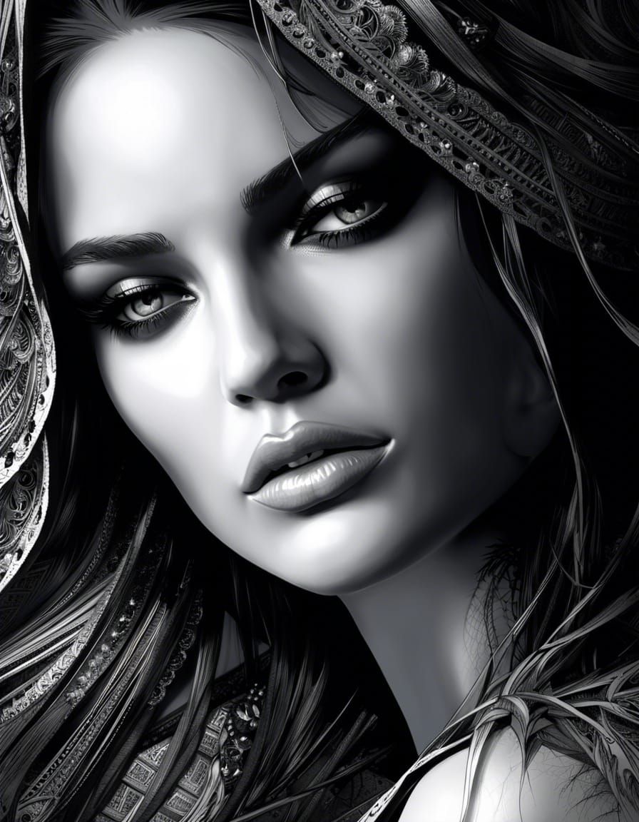 Ink drawing of a woman - AI Generated Artwork - NightCafe Creator