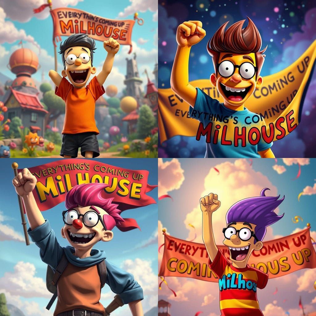 Milhouse Van Houten's Joyful Moment in Vibrant Fan... - AI Art