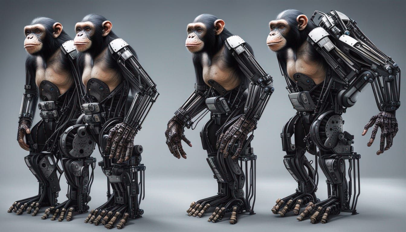 Robotic Chimpanzee Army - AI Generated Artwork - NightCafe Creator