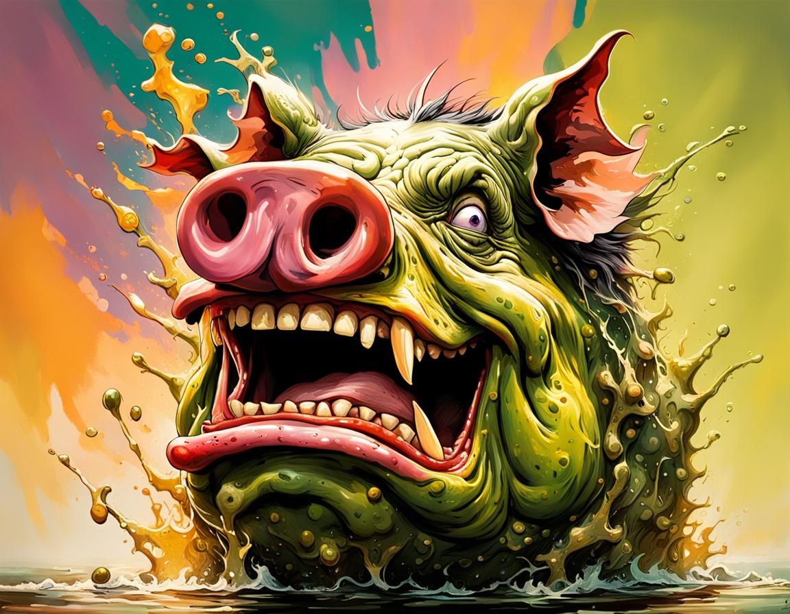 Pig Splash - AI Generated Artwork - NightCafe Creator