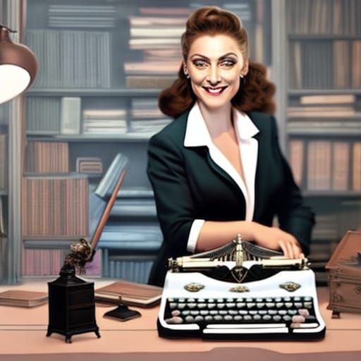A woman and a typewriter - AI Generated Artwork - NightCafe Creator