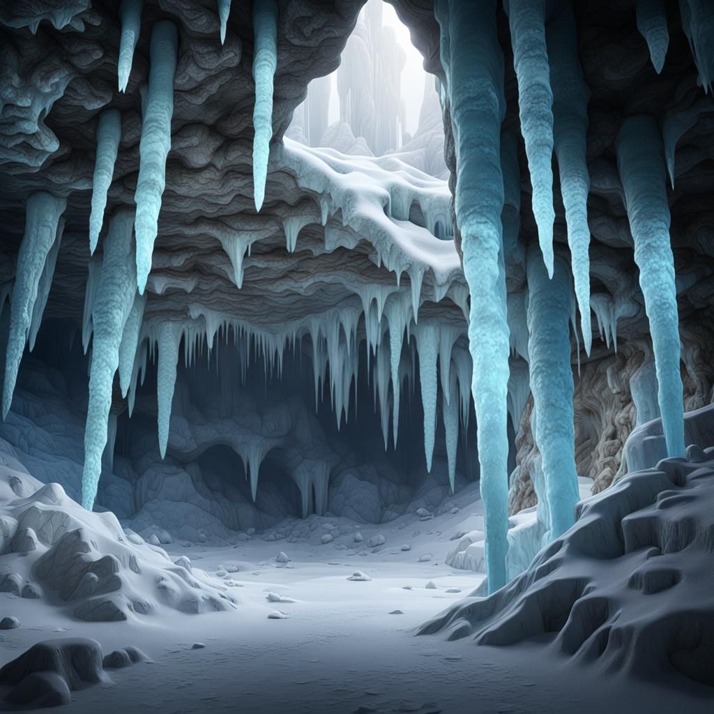Stalactite and stalagmite ice cave, - AI Generated Artwork - NightCafe ...