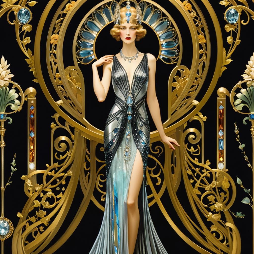 A striking, bejeweled Silver woman with an androgynous, elegant air ...