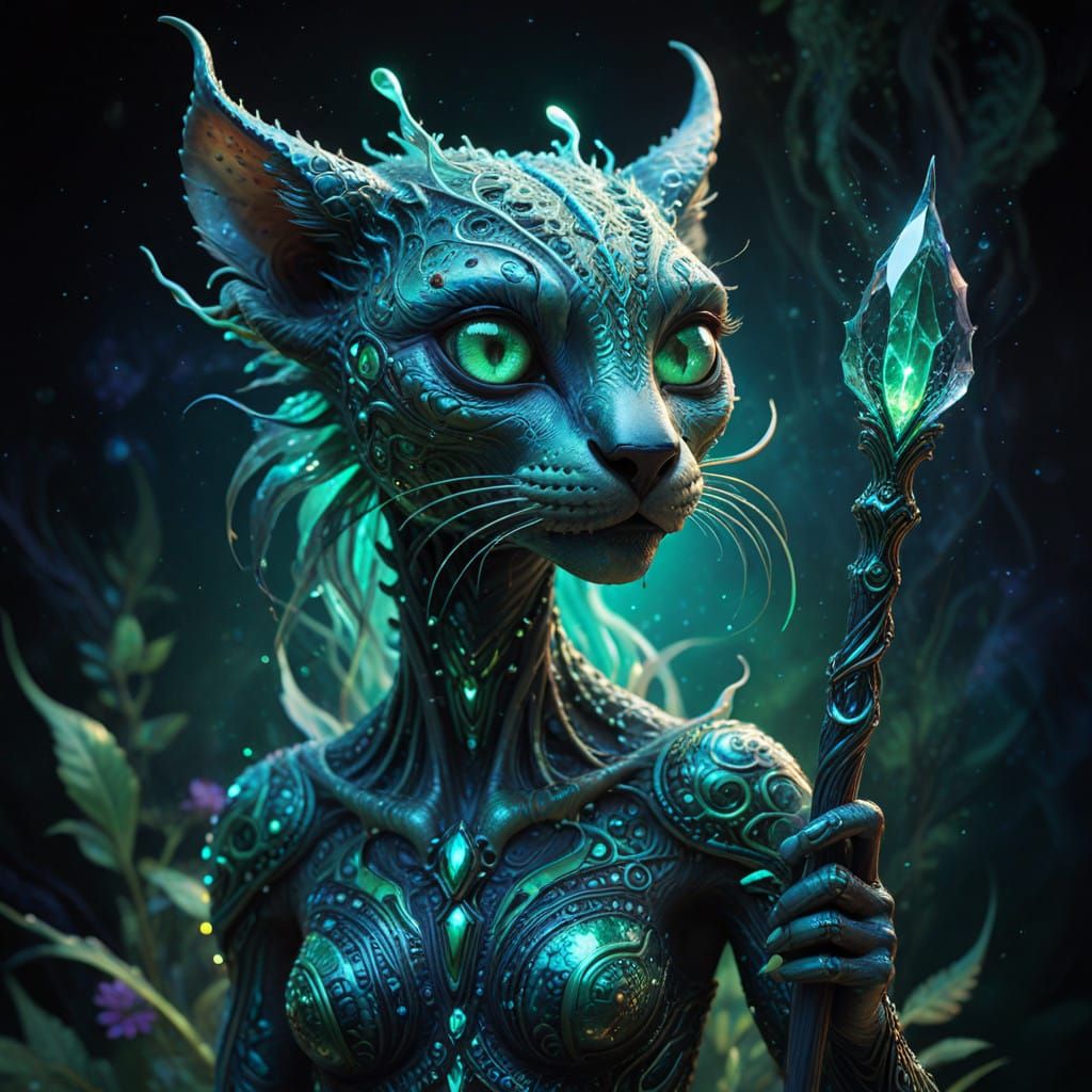 Lyssara the Nexarion Panther wields the powerful Astralyth