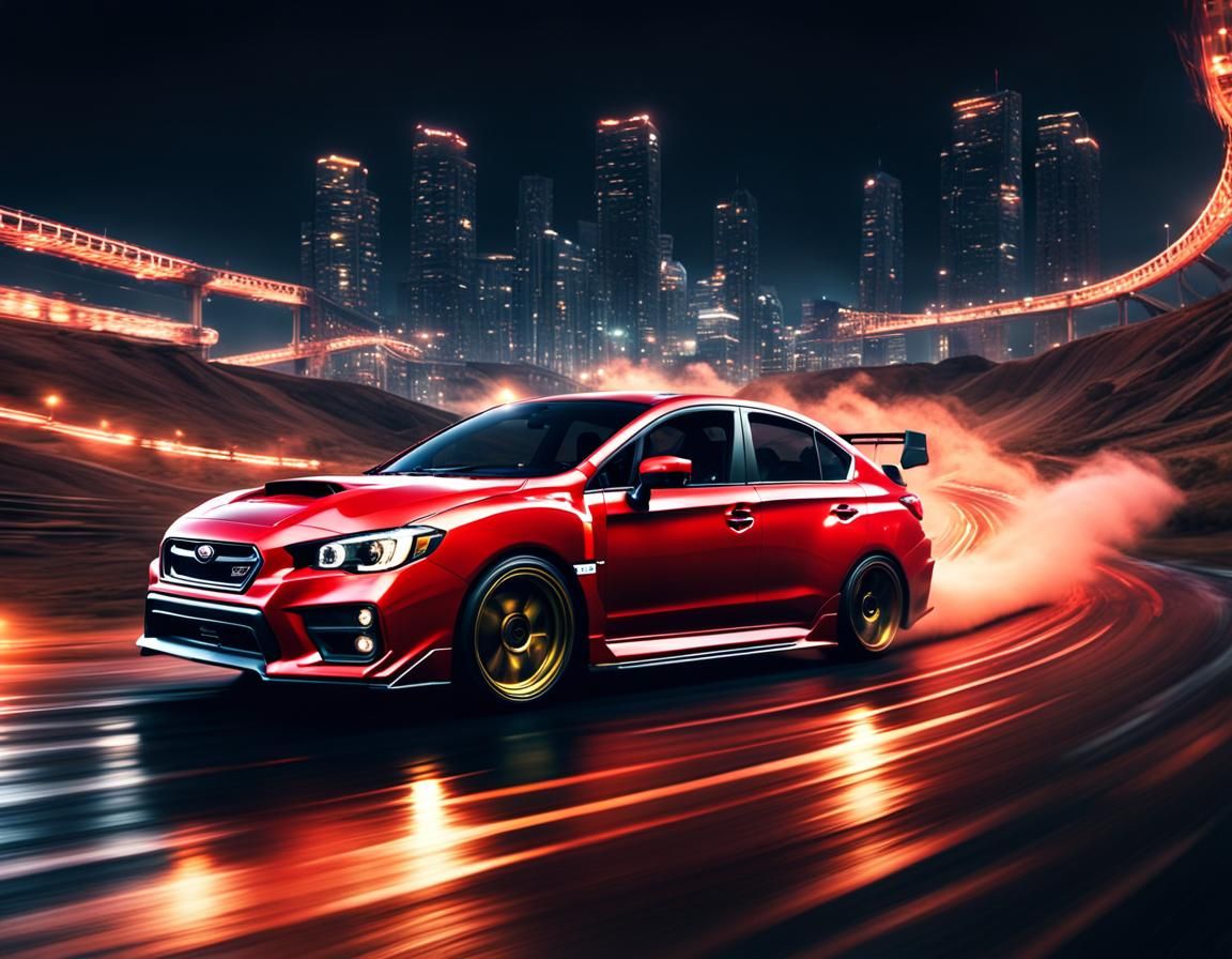 Red Subaru 1 - AI Generated Artwork - NightCafe Creator
