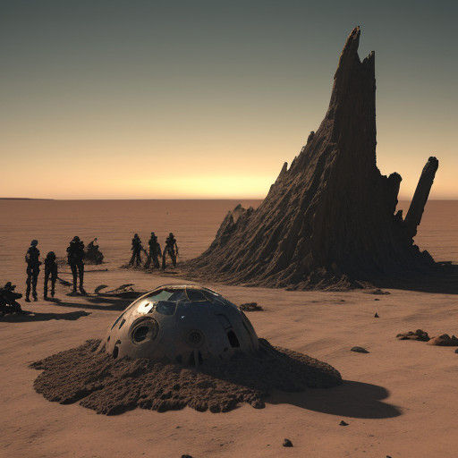 Futuristic Stranded Survivors in an Alien Desert L... - AI Art