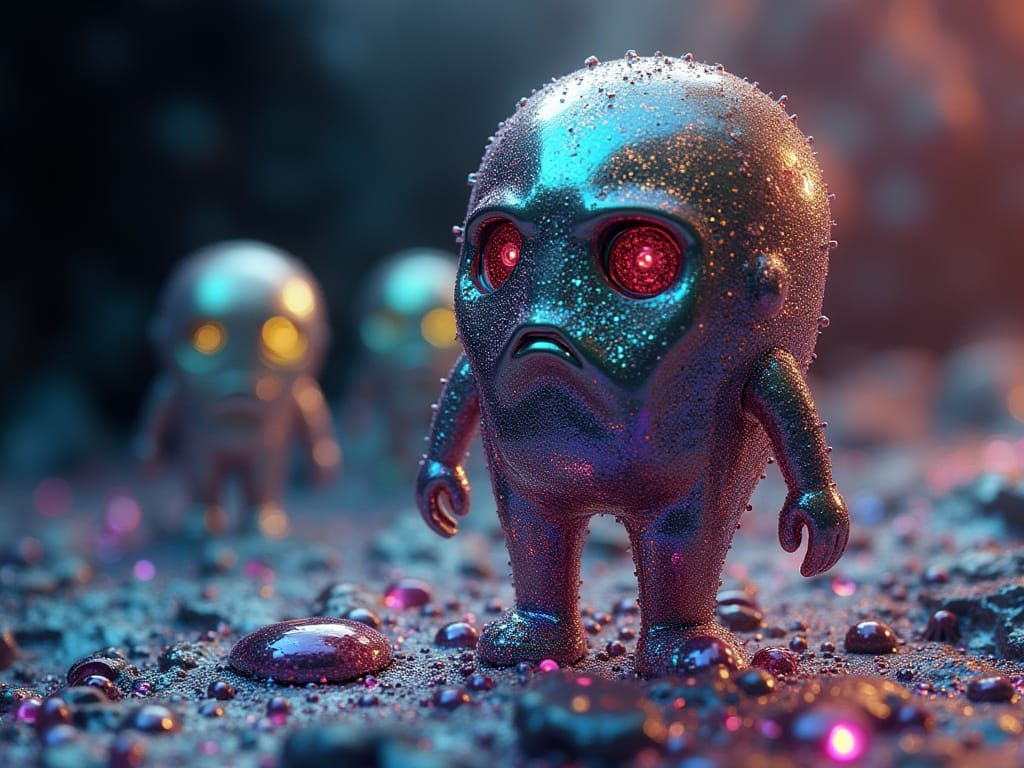 grumpy 3D stick-figure guys 3D polychrome geomagn... - AI Art