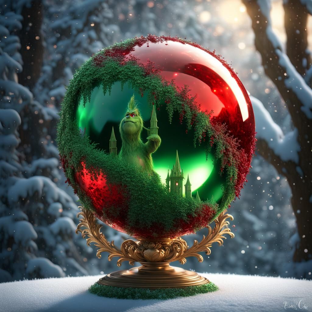 ""An epic crystallast render globe with a red and green Fairy gems ...