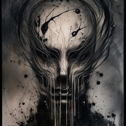 ""Portrait of a dark shadowy figure: Black ink flow: 8k resolution ...