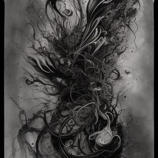 ""Portrait of a dark shadowy figure: Black ink flow: 8k resolution ...