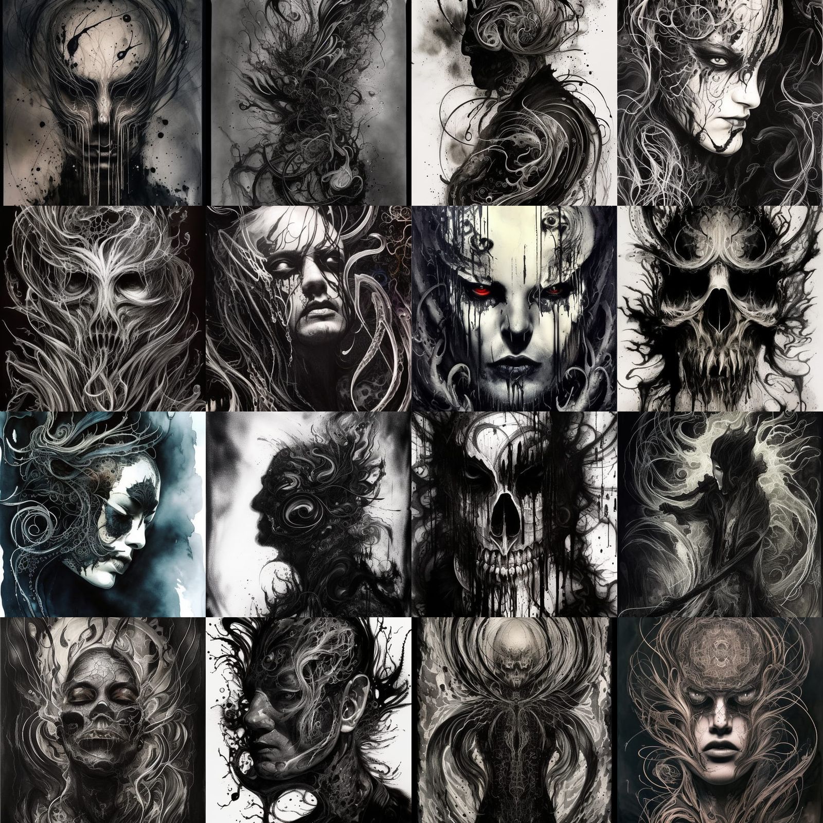 ""Portrait of a dark shadowy figure: Black ink flow: 8k resolution ...