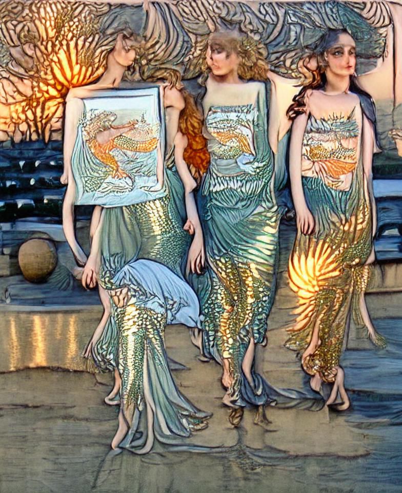 Metallic mermaids - AI Generated Artwork - NightCafe Creator