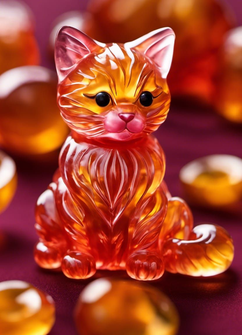 Cat carved from orange jelly. 🍊 - AI Generated Artwork - NightCafe Creator