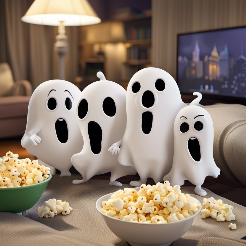CASPER THE CUTEST GHOST EVER FAMILY OF GHOST WATCHING TV WHILE EATING ...