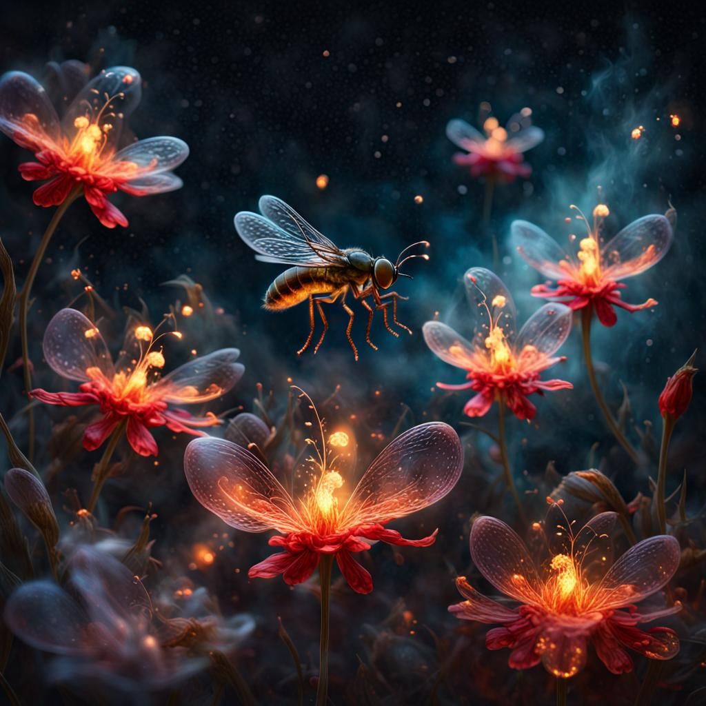 Fireflies (B) - AI Generated Artwork - NightCafe Creator