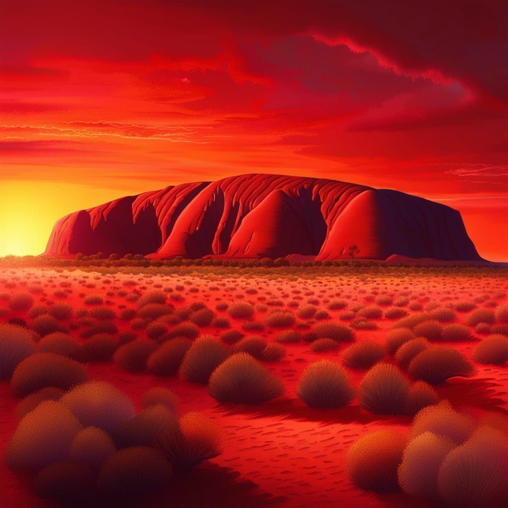 Uluru at sunset - AI Generated Artwork - NightCafe Creator