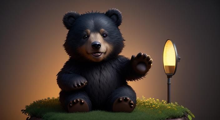 Cute adorable little bear cub waving and smiling greeting a,sweet ...