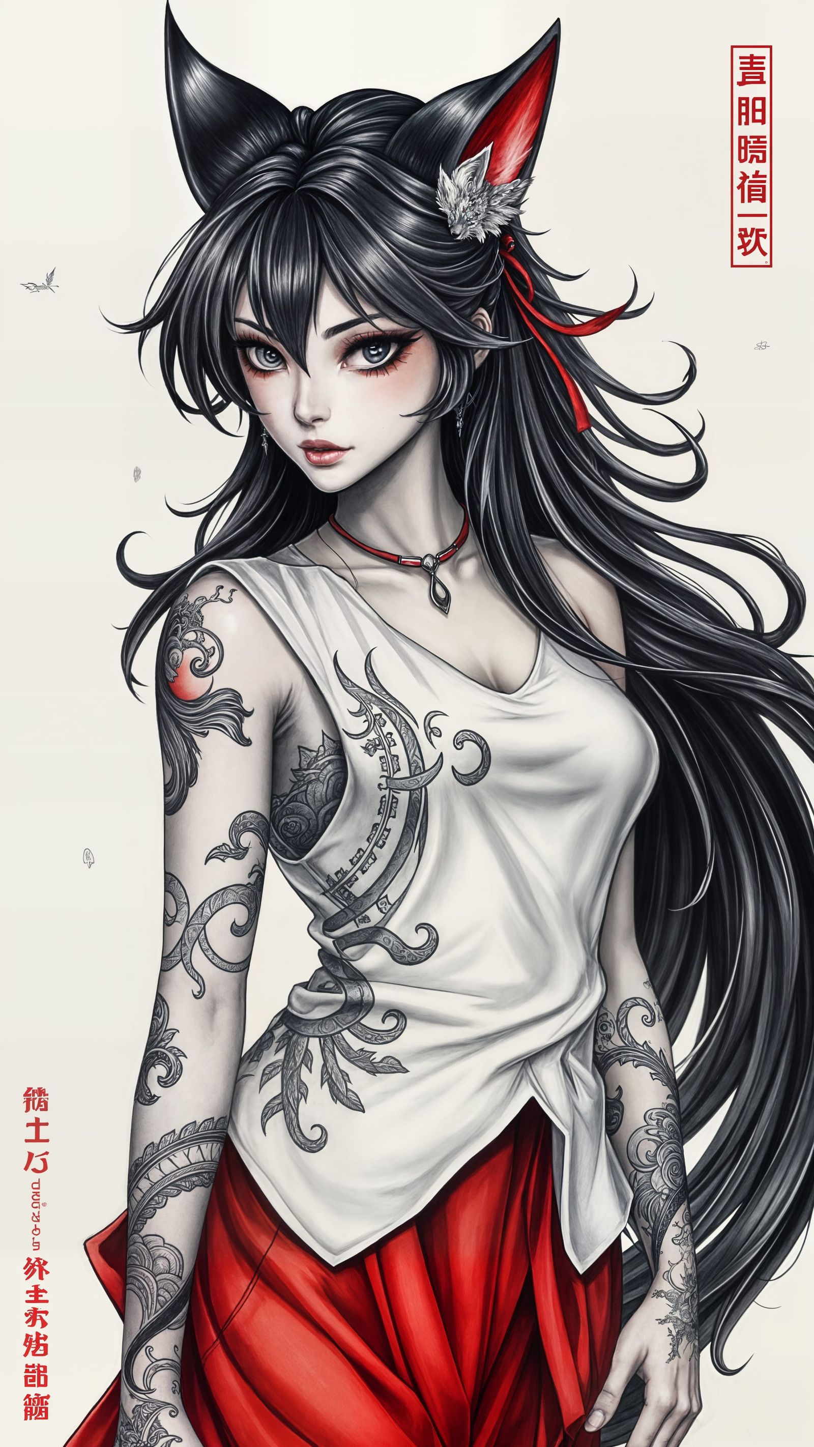 Enchanted Kitsune Bard in Elegant Armor - AI Art