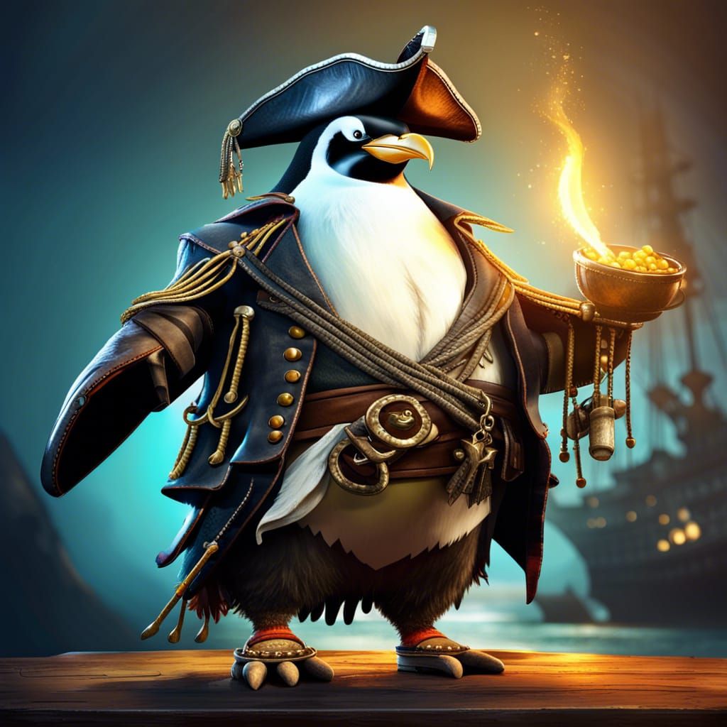 Captain Roy Penguin 🐧🏴‍☠️ - AI Generated Artwork - NightCafe Creator