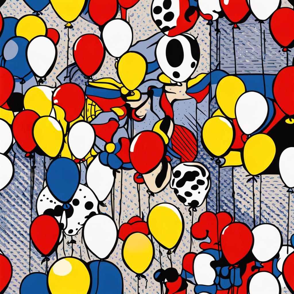 16k resolution, art by Roy Lichtenstein, Andy Warhol, pop art balloon zoo, exaggerated features ...