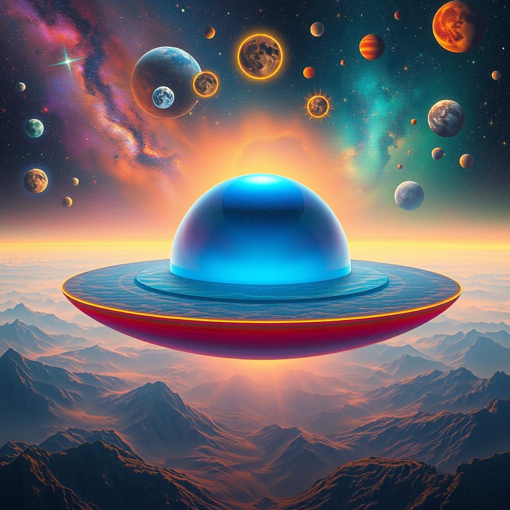 Dreamlike Flat Earth Realms with Iridescent Domes ... - AI Art